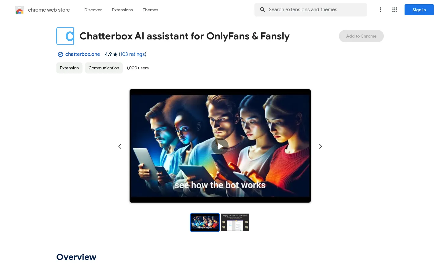 Chatterbox AI Assistant: un ayudante de IA para OnlyFans y Fansly, disponible en la Chrome Web ...