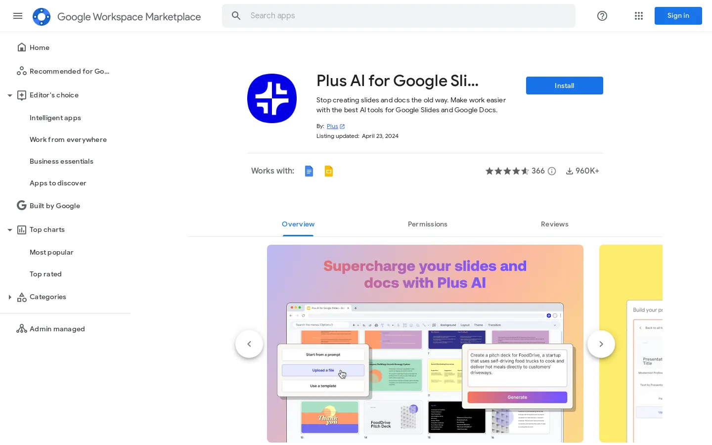 Plus AI - AI Tools for Google Slides and Docs | AIStage