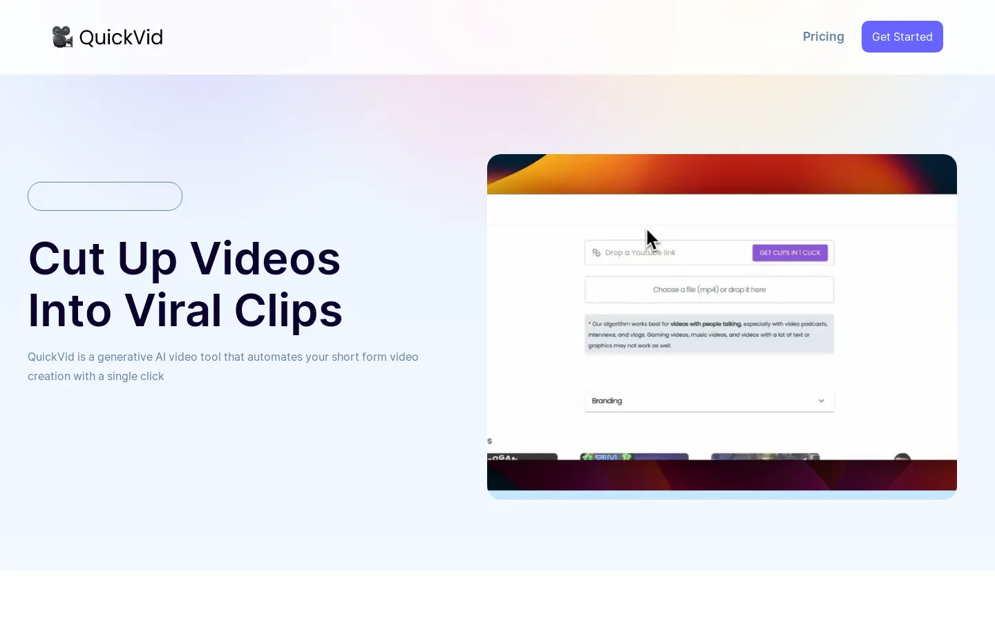 QuickVid - Cut up long videos into dozens of viral clips | AIStage
