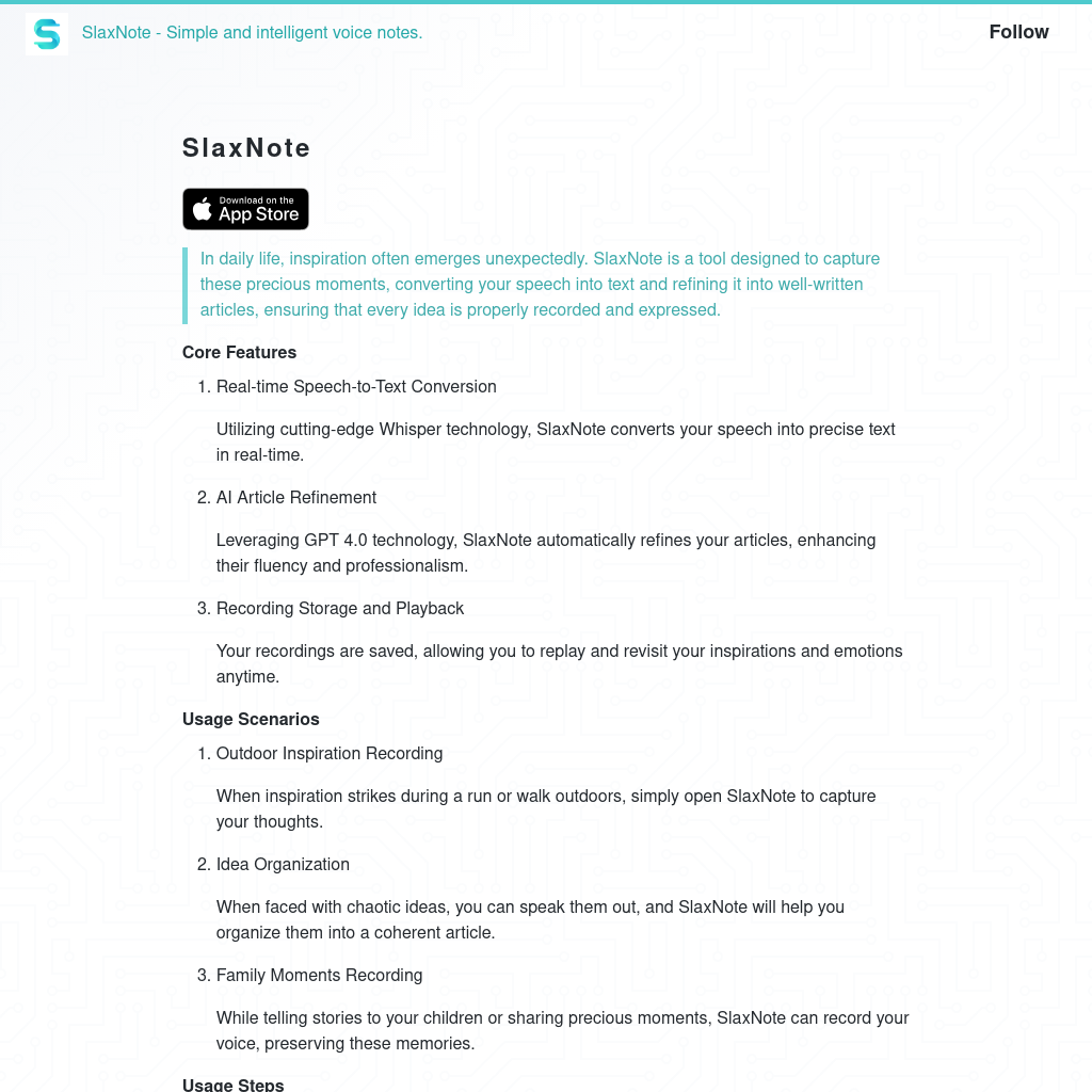 SlaxNote - Capture Your Thoughts with Ease | AIStage