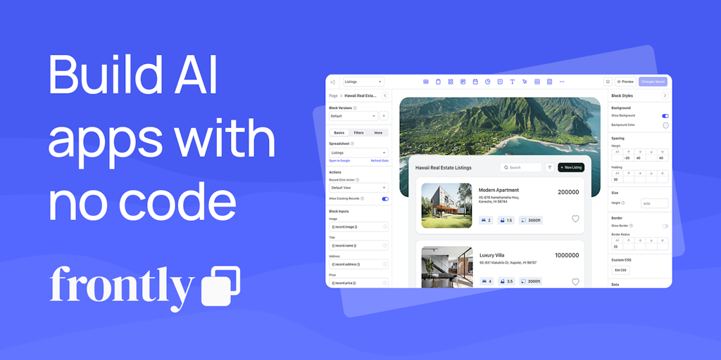 Frontly AI - Build AI-powered SaaS apps and internal tools with no code | AIStage
