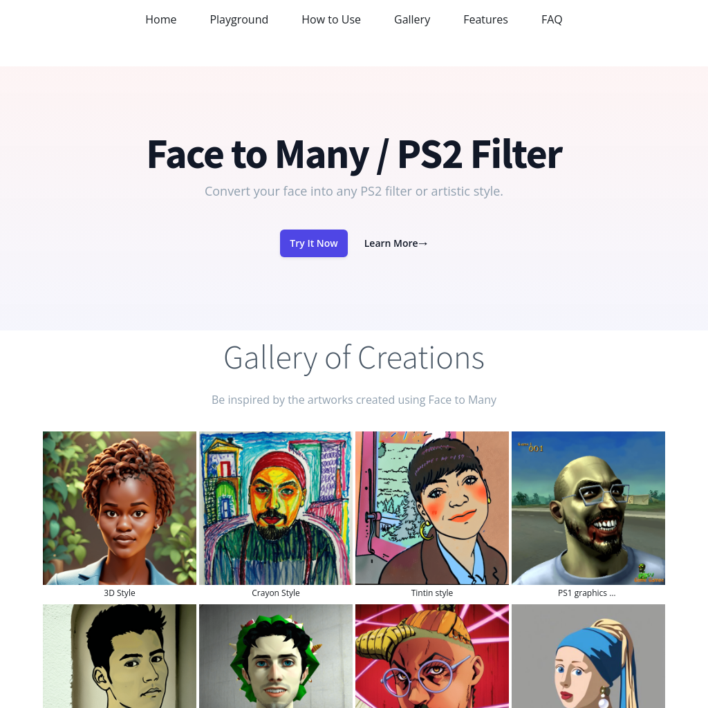 Face to Many - Convert Your Face into PS2 Filters and More | AIStage