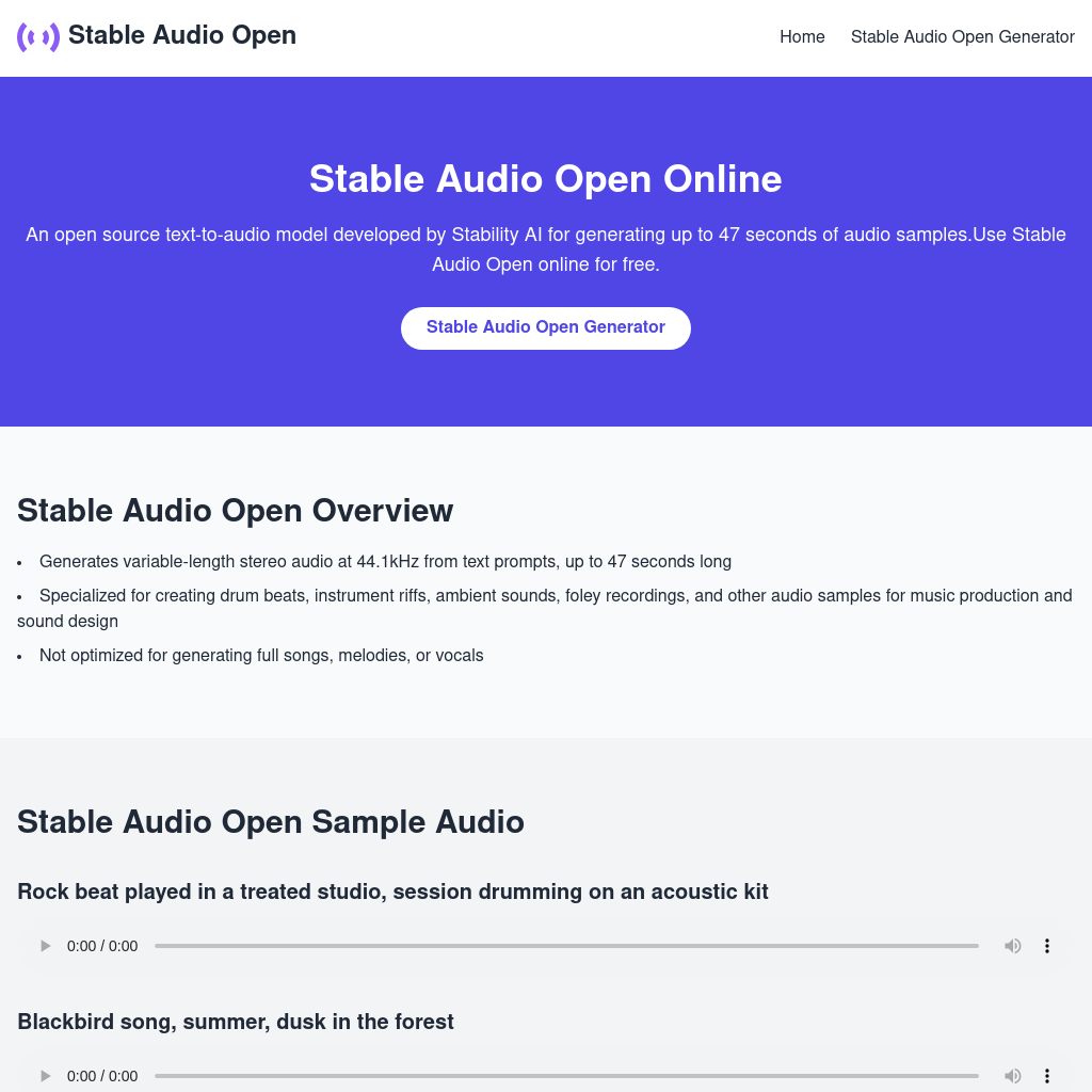 Stable Audio Open Online | AIStage