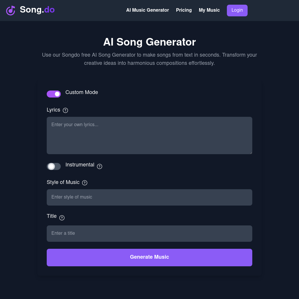 Free AI Song Generator - Create Songs Easily | Song.do | AIStage