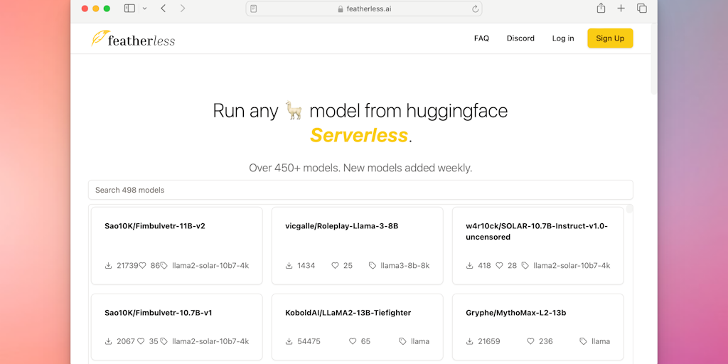 Featherless AI - Run every AI model & more from Hugging Face | AIStage