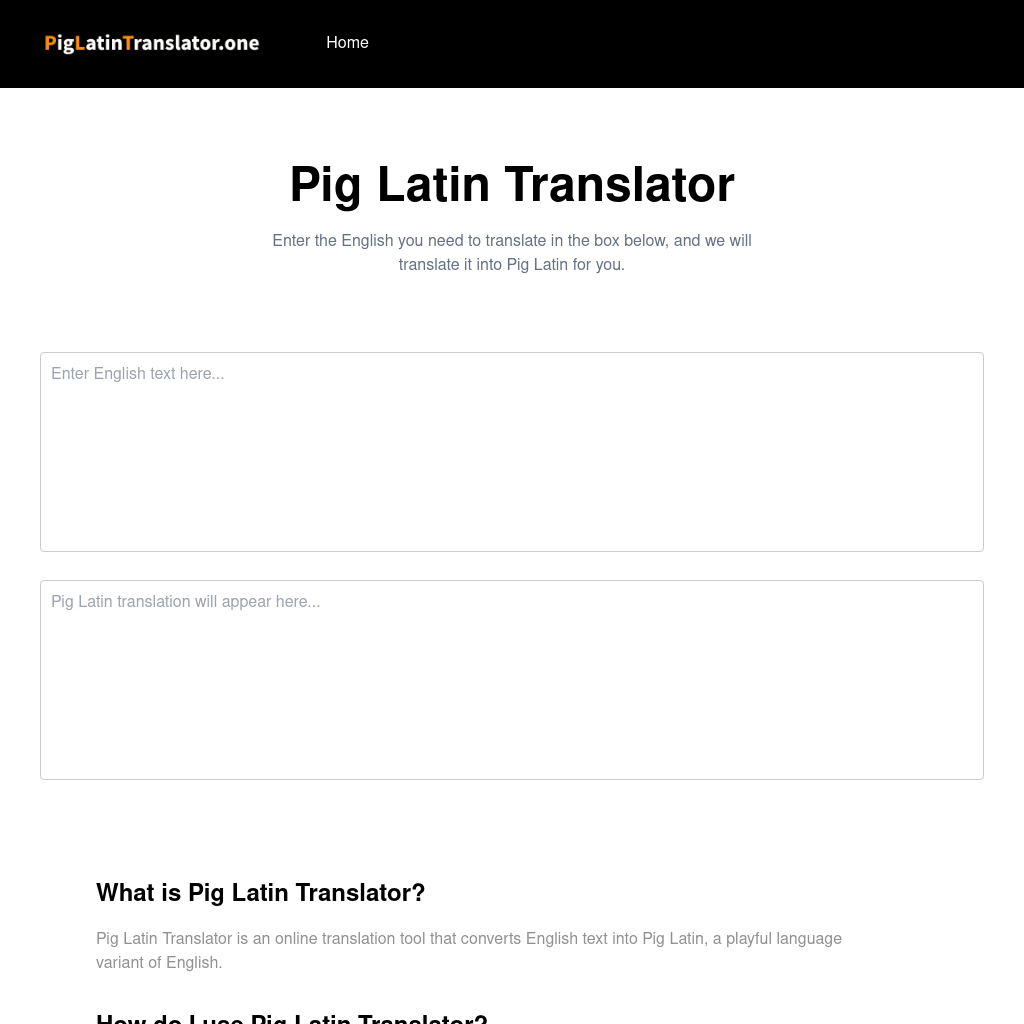 Pig Latin Translator - Translate English to Pig Latin Online | PigLatinTranslator.one | AIStage
