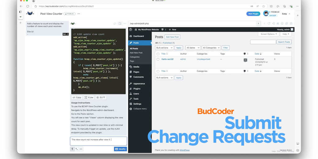 BudCoder | WordPress Plugin Builder - v0 and CodeSandBox for WordPress | AIStage