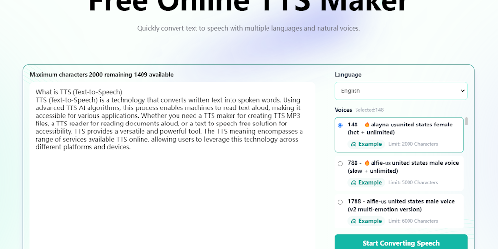 TTSynth.com - Free Online TTS Maker | Convert Text to Speech | AIStage