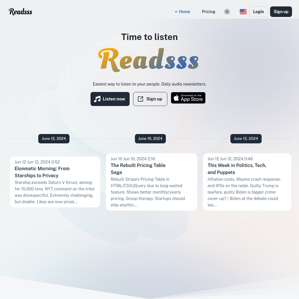 Readsss - Listen to your X feed like an audio newsletter | AIStage