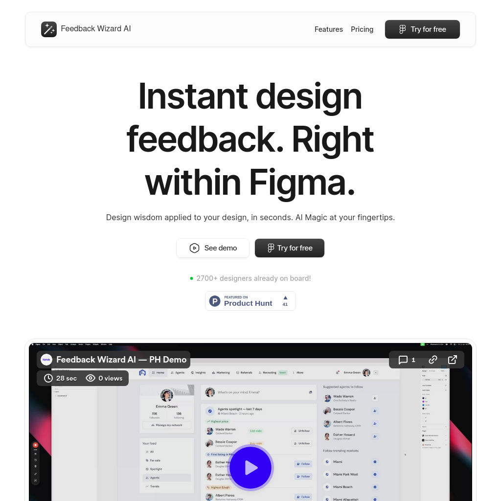 Feedback Wizard AI - Instant design feedback, right within Figma | AIStage