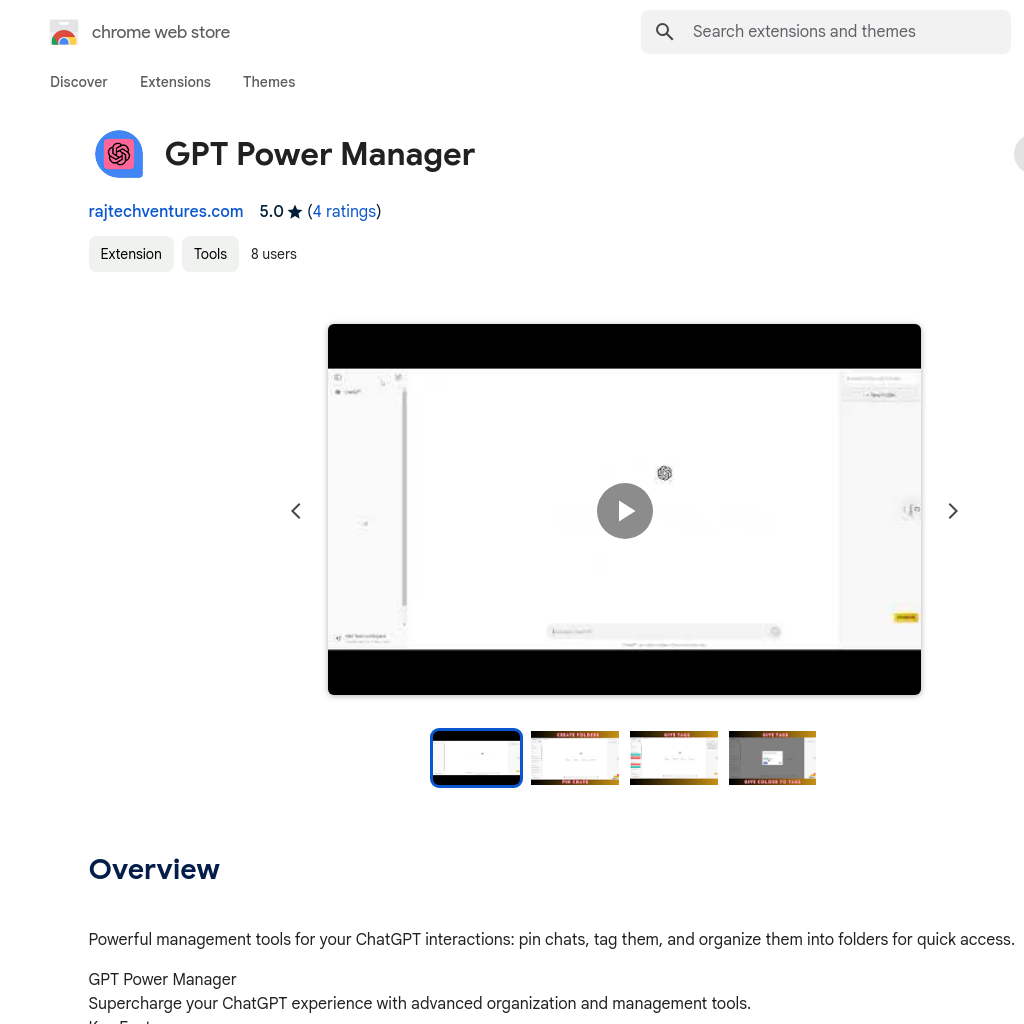 GPT Power Manager - Organize and Manage Your ChatGPT Chats | AIStage
