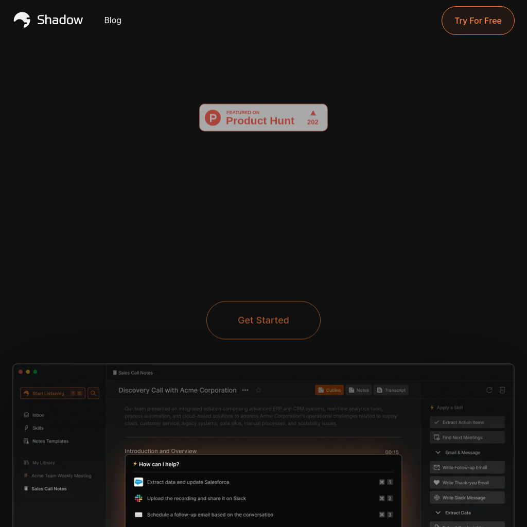 Shadow - Your AI Meeting Assistant for Productivity | AIStage