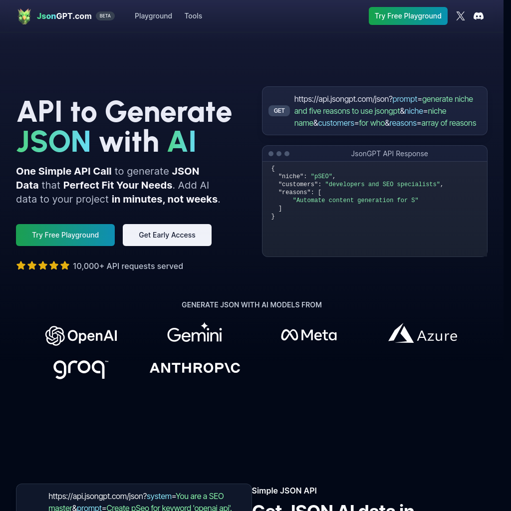 JsonGPT: AI-Powered JSON Generation API for Developers | AIStage