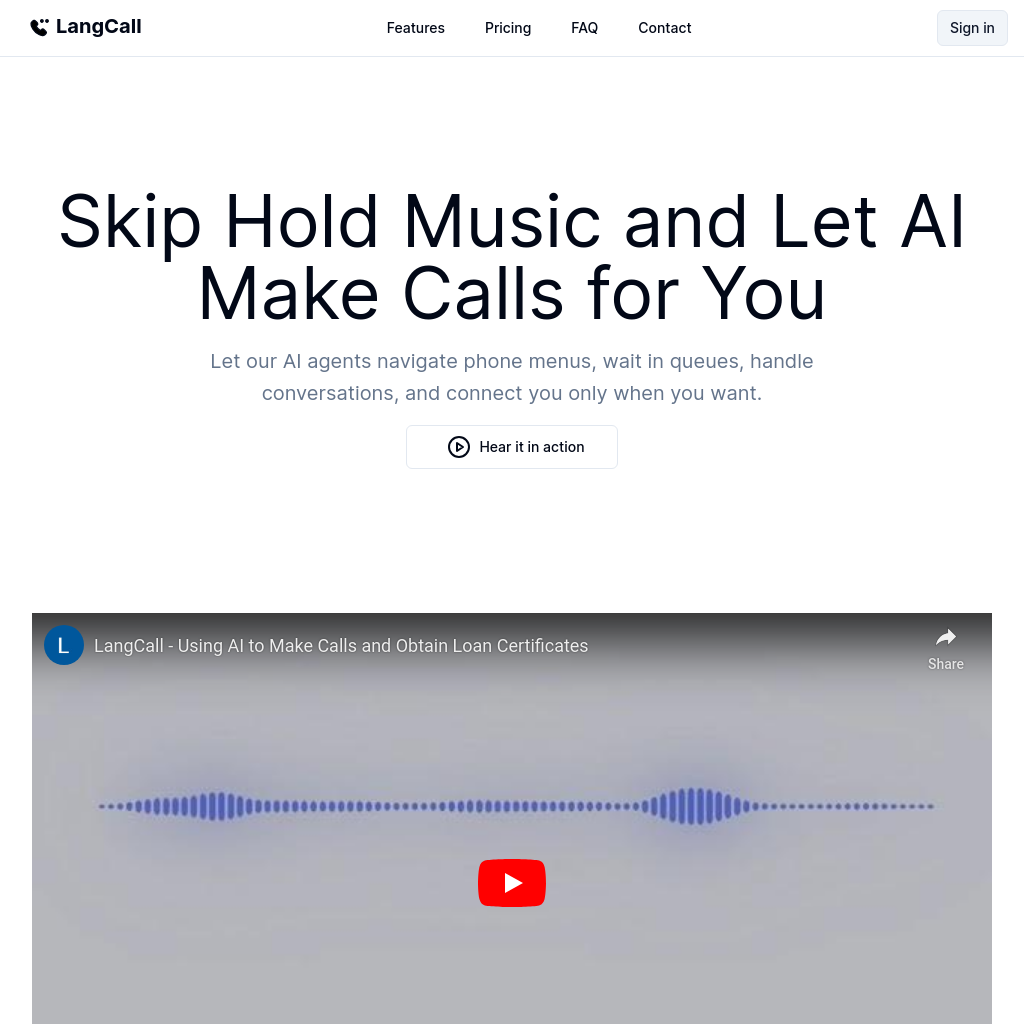 LangCall - Skip hold music and let AI make calls for you | AIStage
