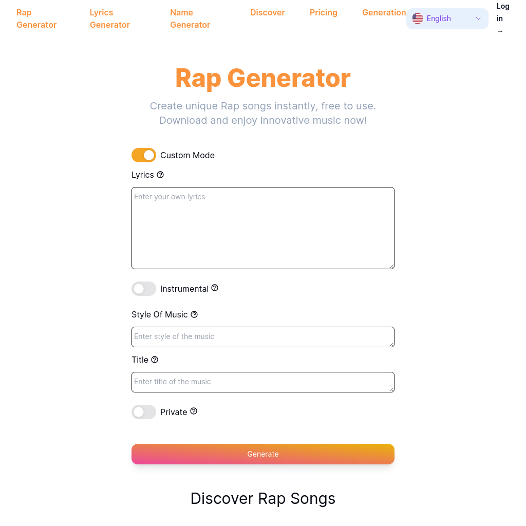 AI Rap Generator | Create Unique Rap Songs with Our Rap Maker | AIStage