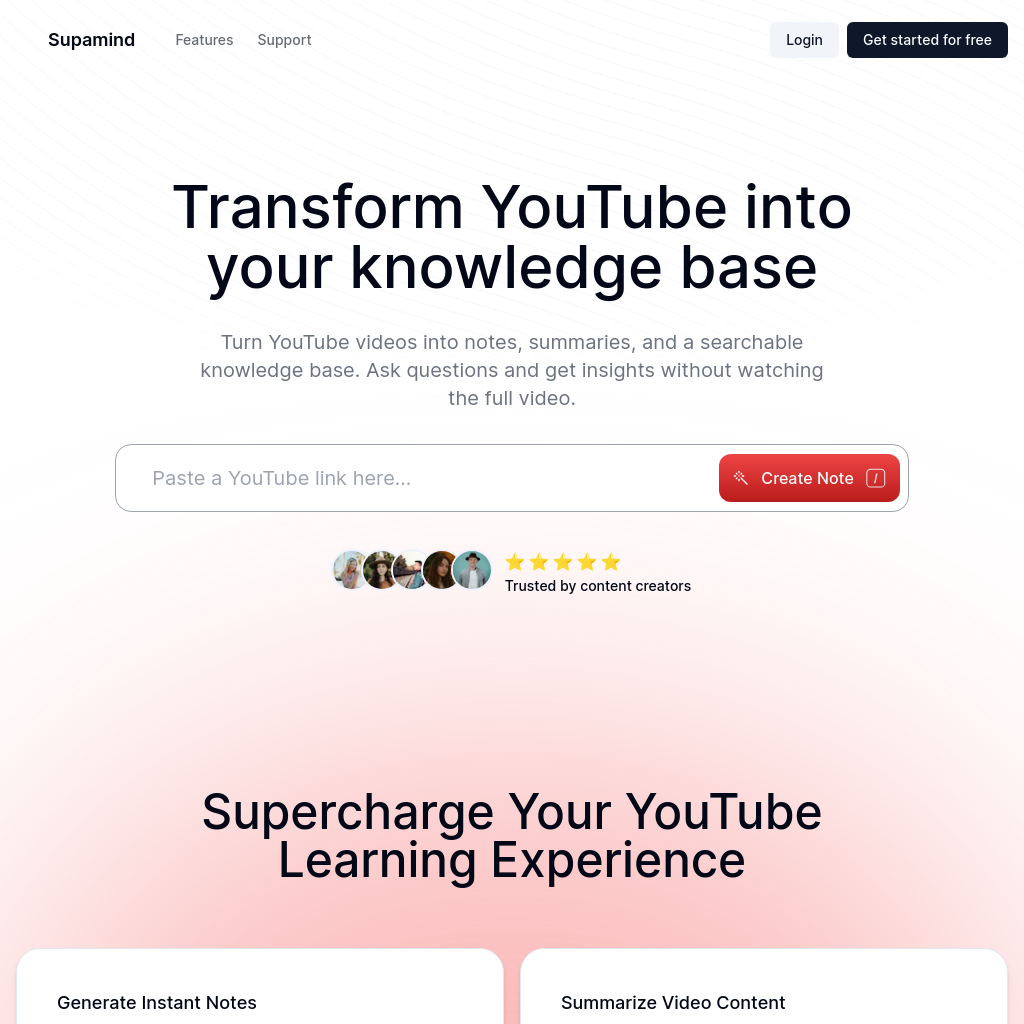 Supamind - Transform YouTube into your personal knowledge base | AIStage
