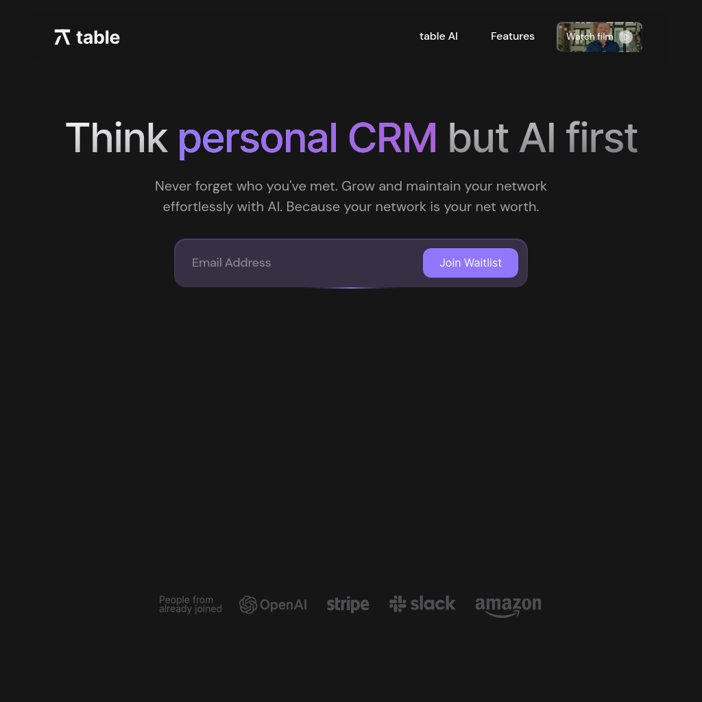 Table - Personal CRM with AI Assistance | AIStage