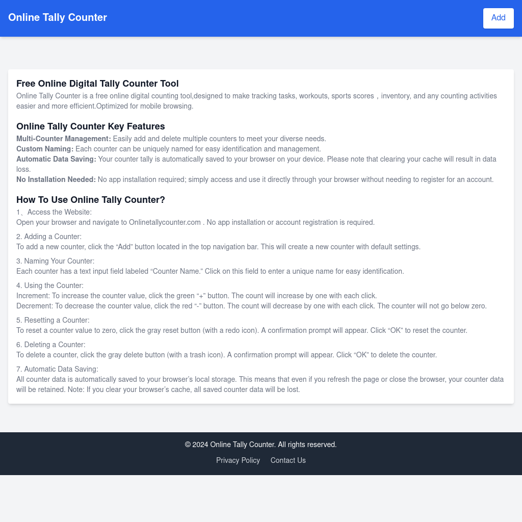 Free Online Digital Multiple Tally Counter - OnlineTallyCounter.com ...