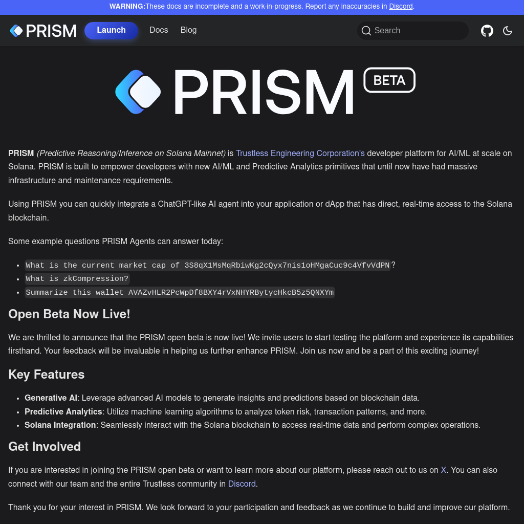 PRISM - AI Agents & ML Models for Solana | AIStage
