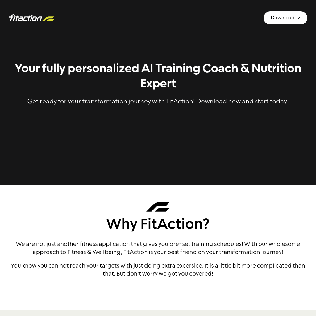 FitAction - AI Personal Trainer, Calorie Counter, Nutrition & Yoga | AIStage